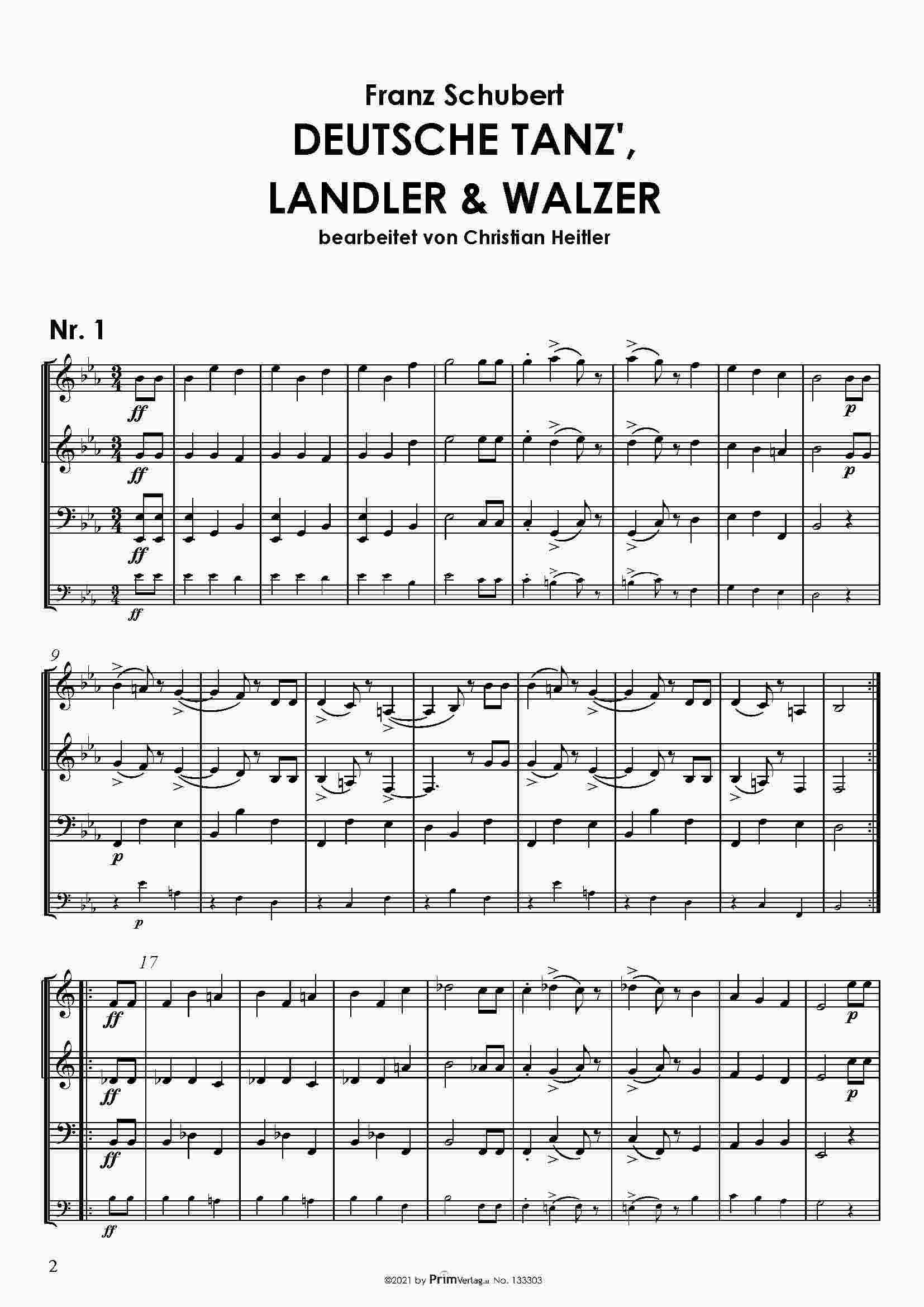 17 DEUTSCHE TANZ', LANDLER & WALZER - Christian Heitler - PrimVerlag